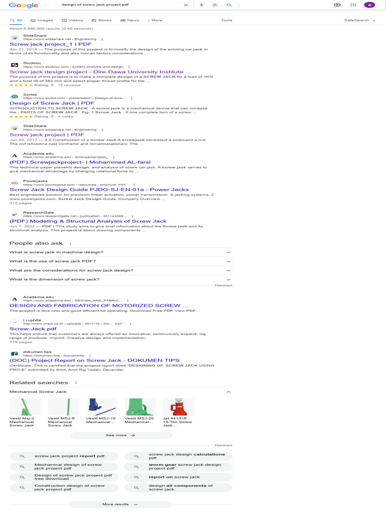 Design of Screw Jack Project PDF - Google Search | PDF | Screw ...