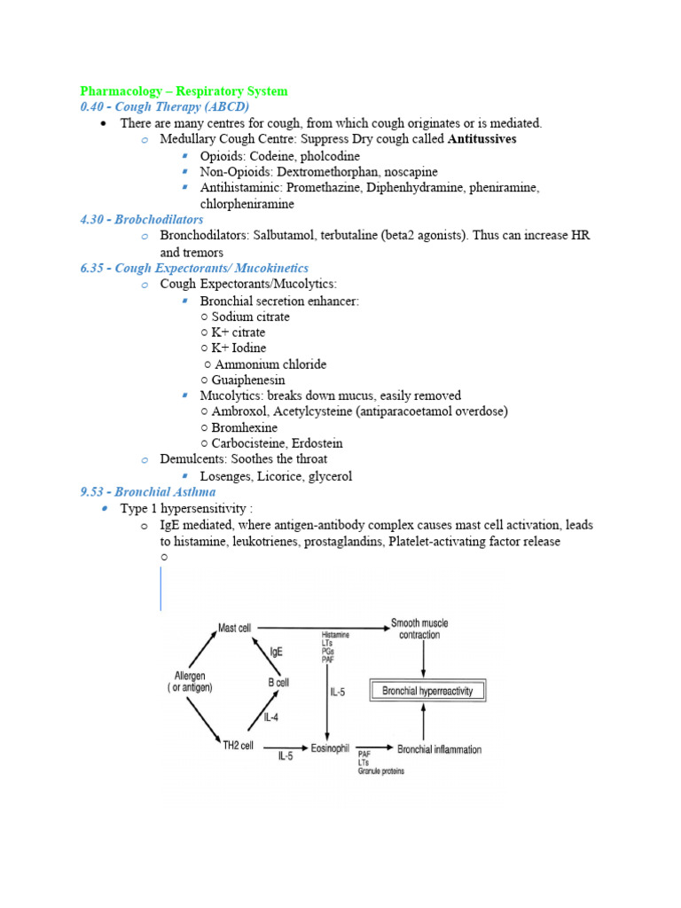 Pharmacology - Respiratory System | PDF | Asthma | Pharmacology