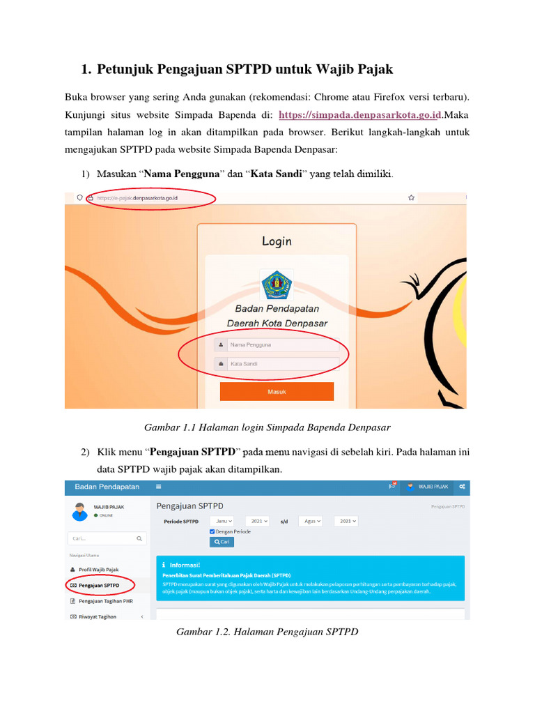 Petunjuk Pengajuan SPTPD Untuk Wajib Pajak New | PDF