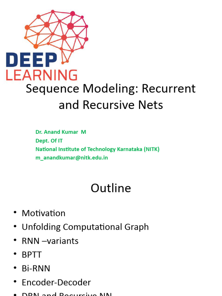 Sequence Modeling RNN-LSTM-APPL-Anand Kumar JUNE2021 | PDF | Artificial Neural Network | Learning