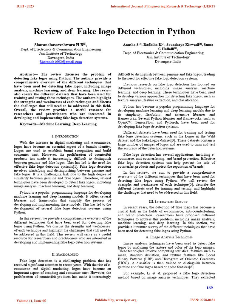 review-of-fake-logo-detection-in-python-IJERTCONV11IS05029 | PDF