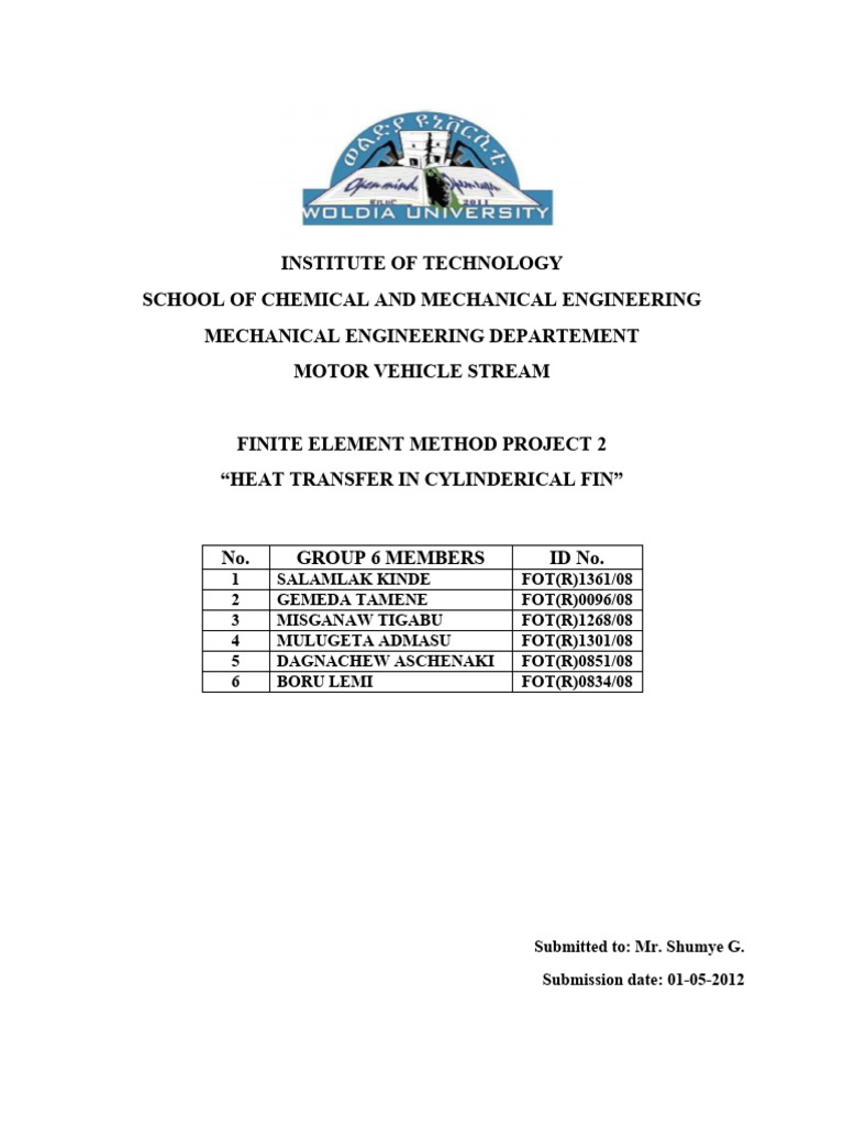 Institute of Technology School of Chemical and Mechanical Engineering ...