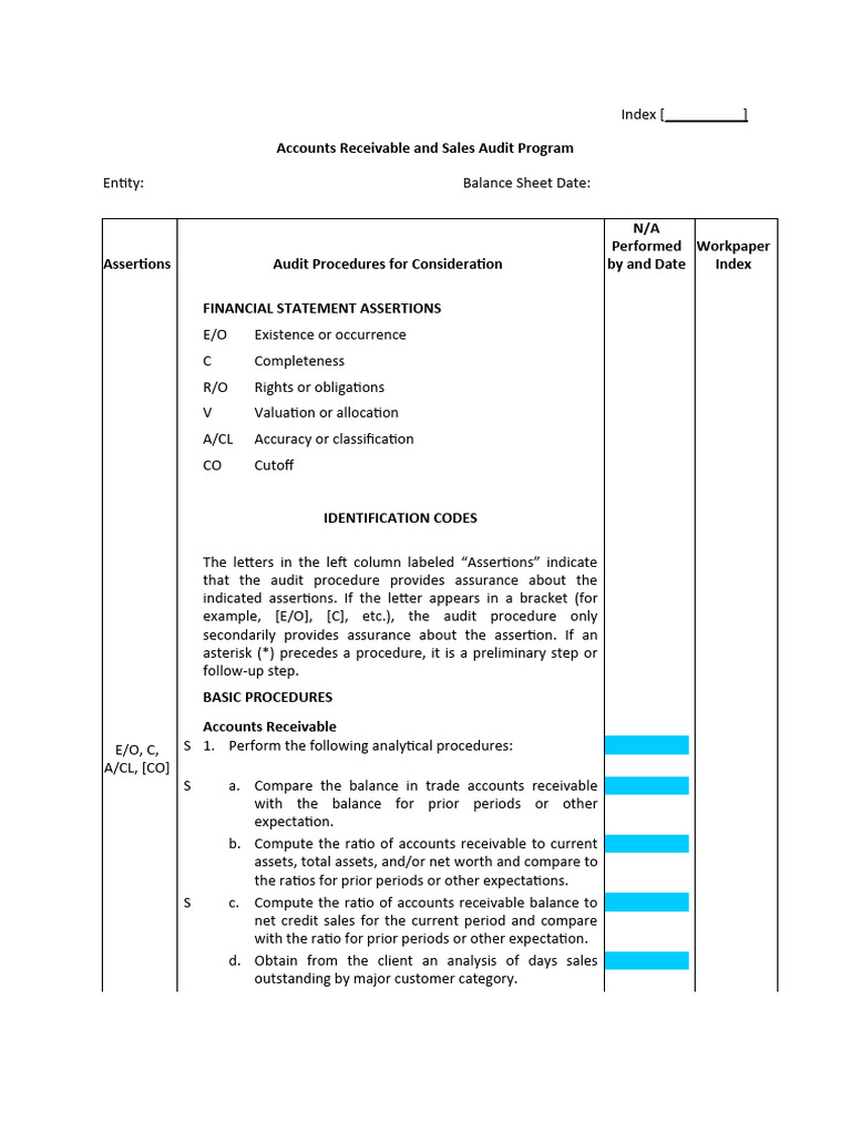 AR and Sales Audit Program | PDF | Audit | Service Industries