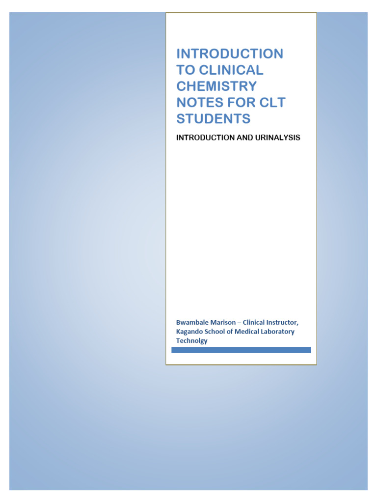 Clinical Chemistry Lecture Notes For CLT Students-1-2 | PDF | Ph | Acid