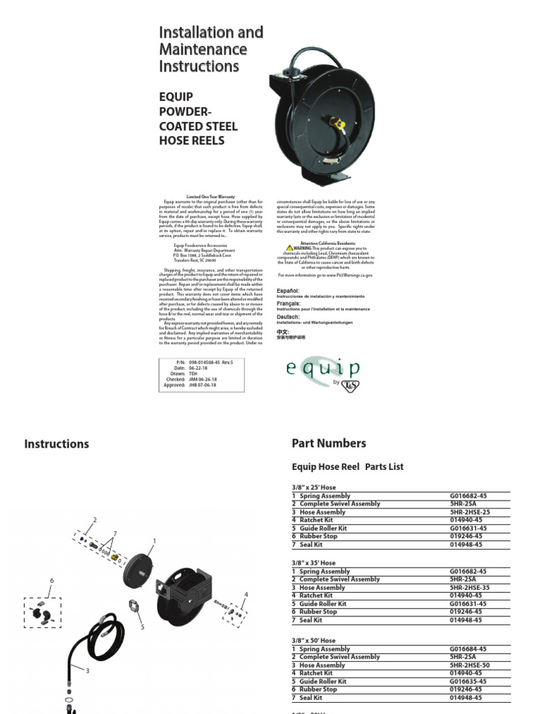 Equip Hose Reel Installation Guide | PDF
