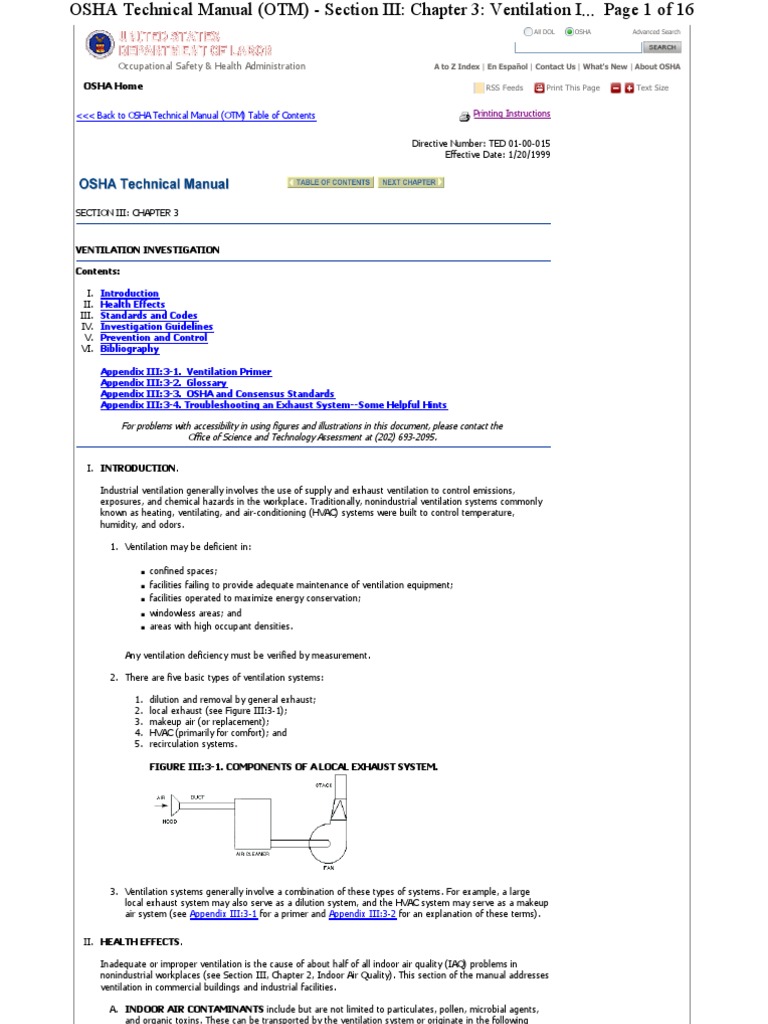 OSHA LEV Technical Manual | PDF | Hvac | Ventilation (Architecture)