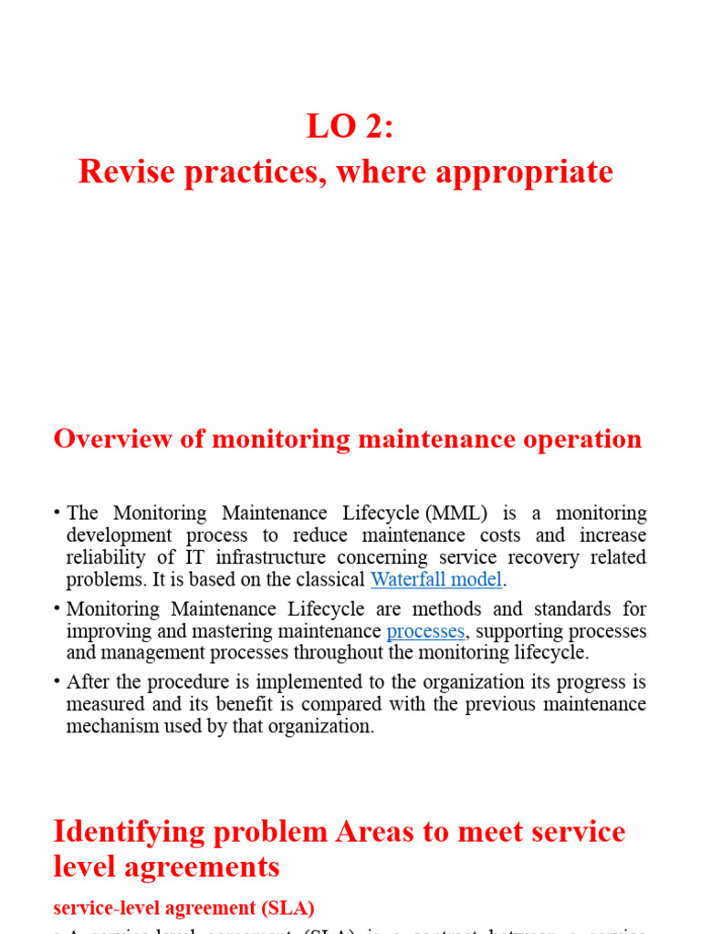 Implement Maintenance Procedures LO2 | PDF | Business | Technology & Engineering