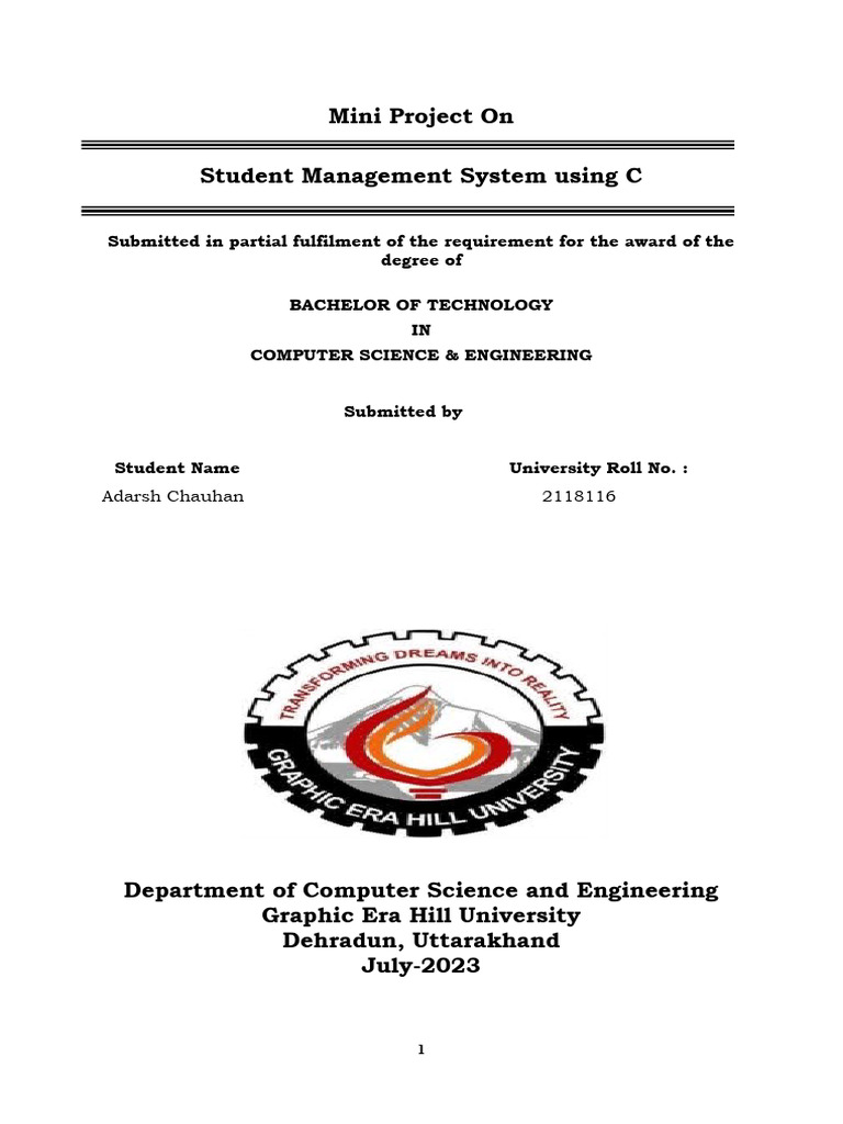 CSE MINI PROJECT Report Template | PDF | Programming | Computer Program