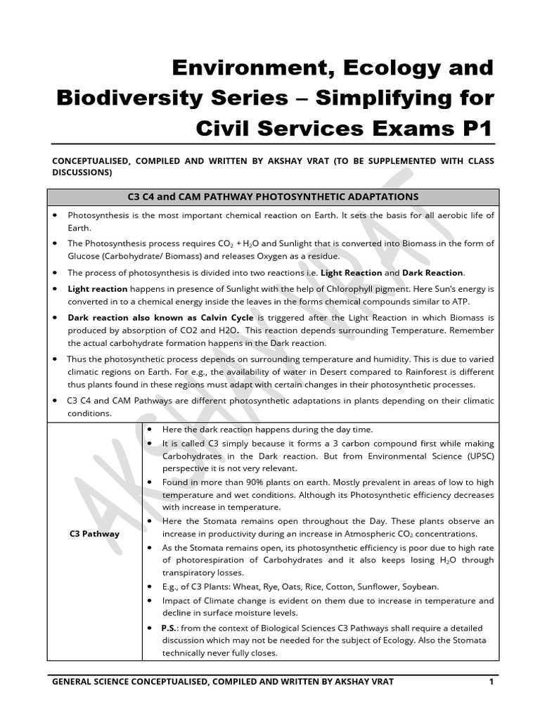 C3 C4 CAM Pathway P1 | PDF | Photosynthesis | Carbon Dioxide