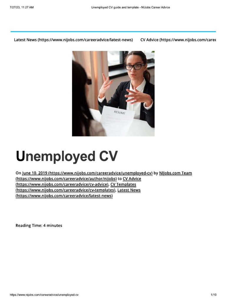 Unemployed CV Tips | PDF