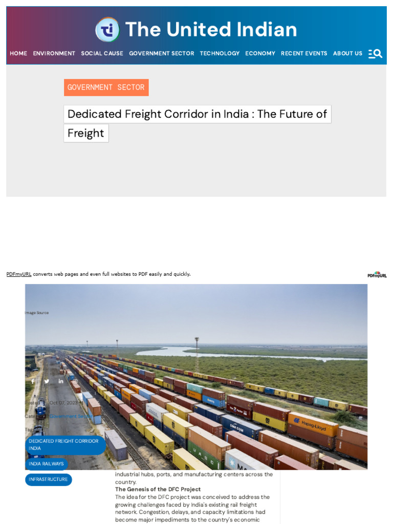 Dedicated Freight Corridor in India | India Freight Corridor | PDF ...