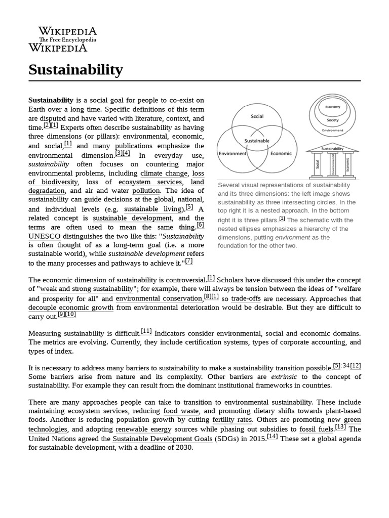 Sustainability | PDF | Sustainability | Human Impact On The Environment