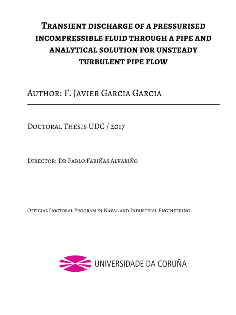Transient Discharge of A Pressurised Incompressible Fluid Through A Pipe and Analytical Solution ...