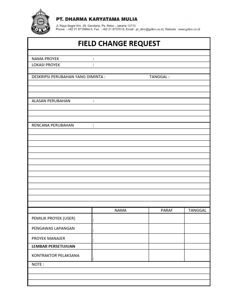 Permintaan Perubahan Proyek Lapangan | PDF