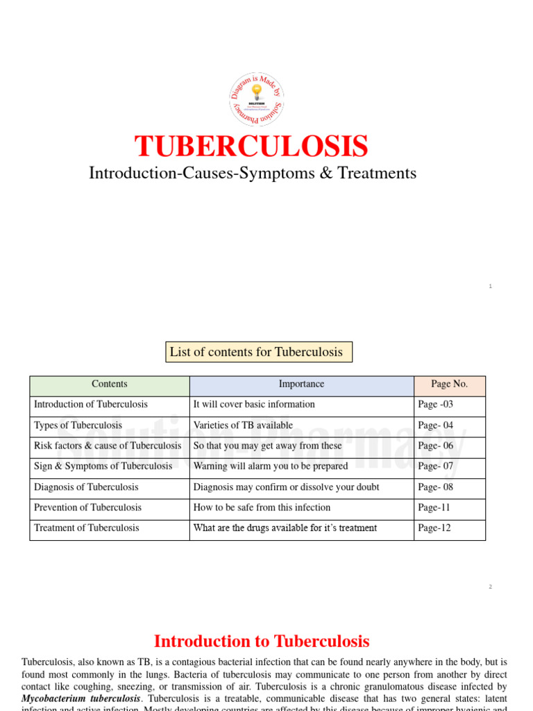 Tuberculosis (TB) - Important Notes | PDF | Tuberculosis | Infection