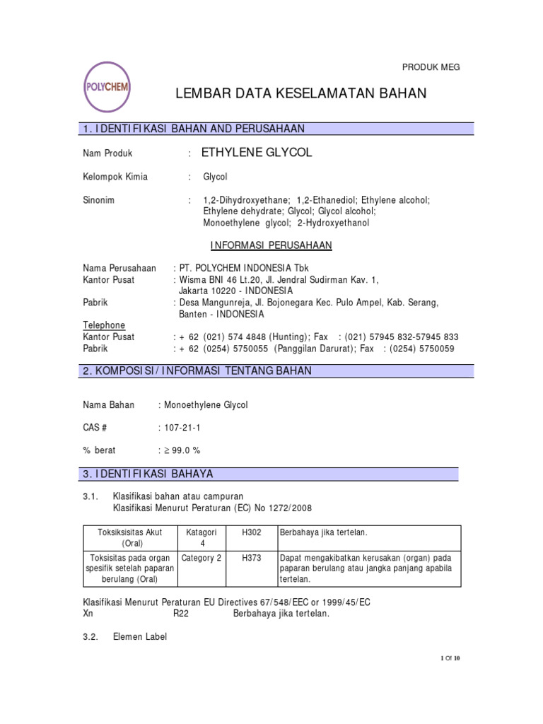 MSDS MEG NEW - Indonesia | PDF