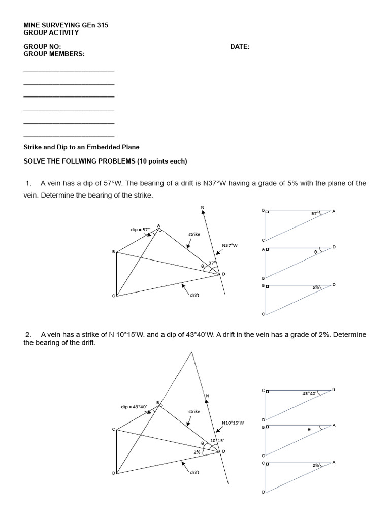 Mine Surveying Gen 315 Group Activity | PDF | Elementary Geometry ...