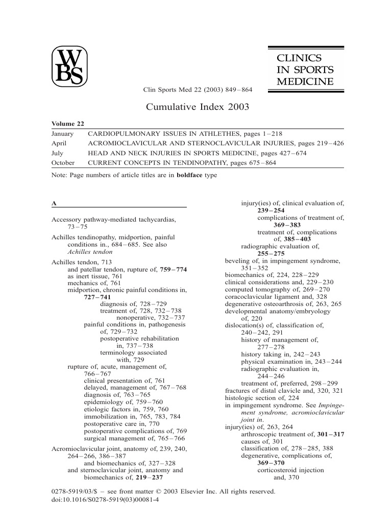 Cumulative Index 2003 - CSM | PDF | Heart | Injury