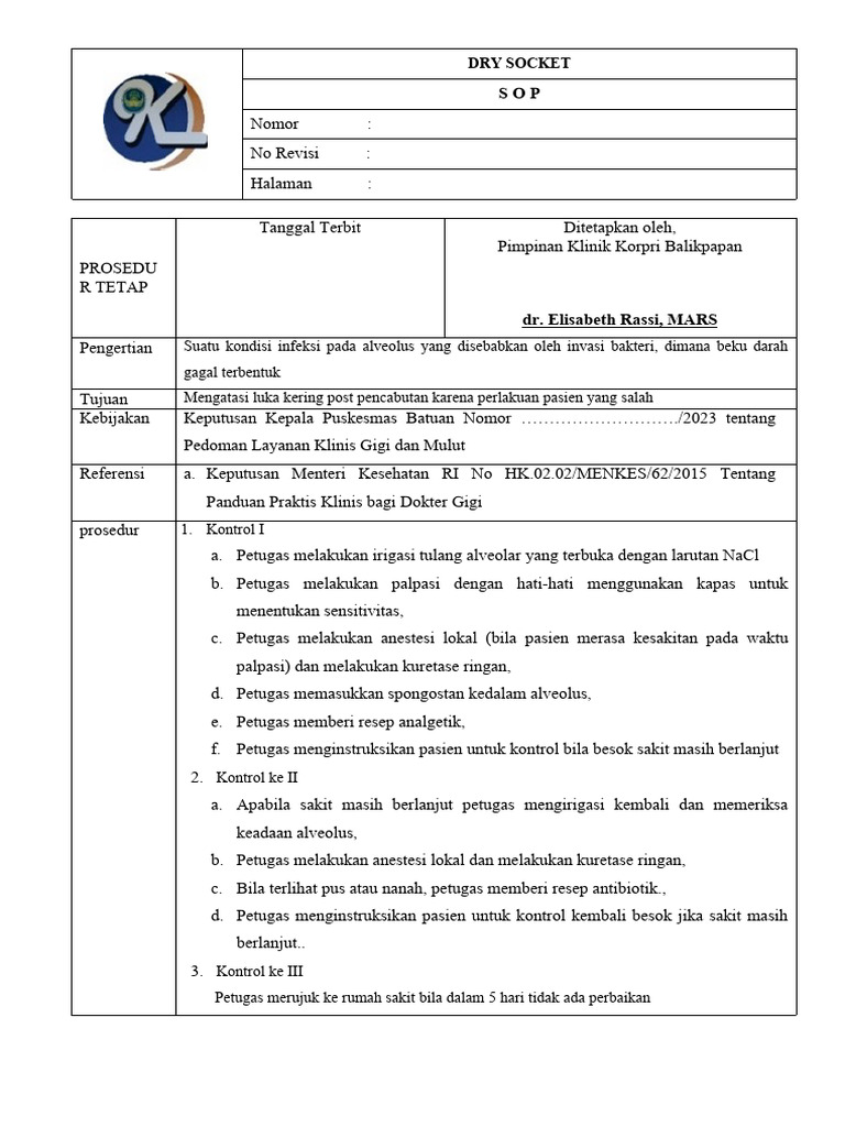 Sop DRY SOCKET | PDF