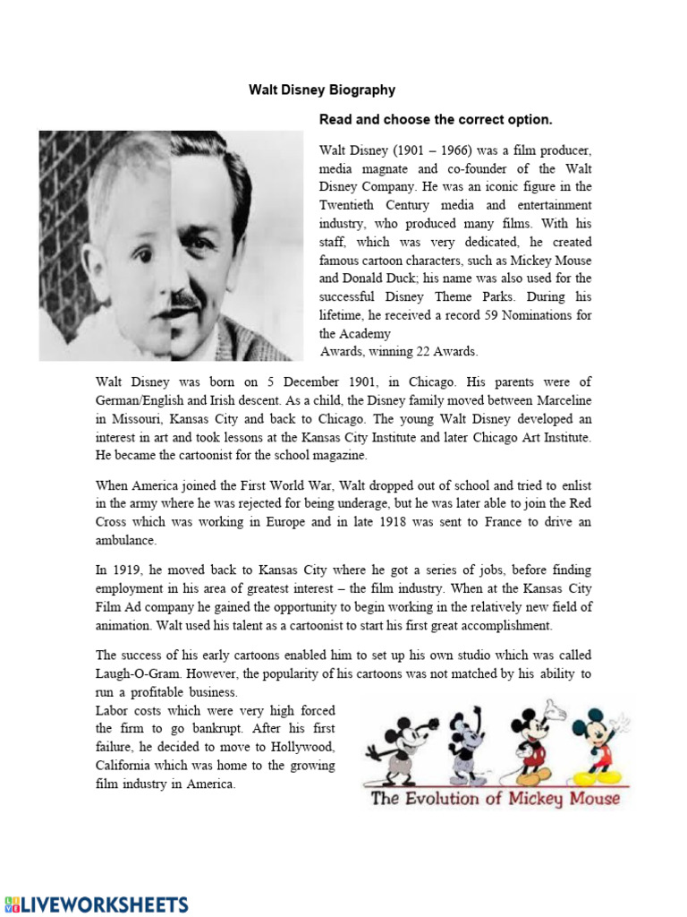 Walt Disney Bio-Relative Clauses | PDF | Walt Disney