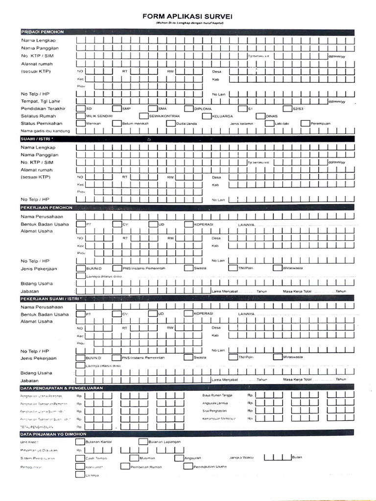 Form Aplikasi Survei Koperasi | PDF