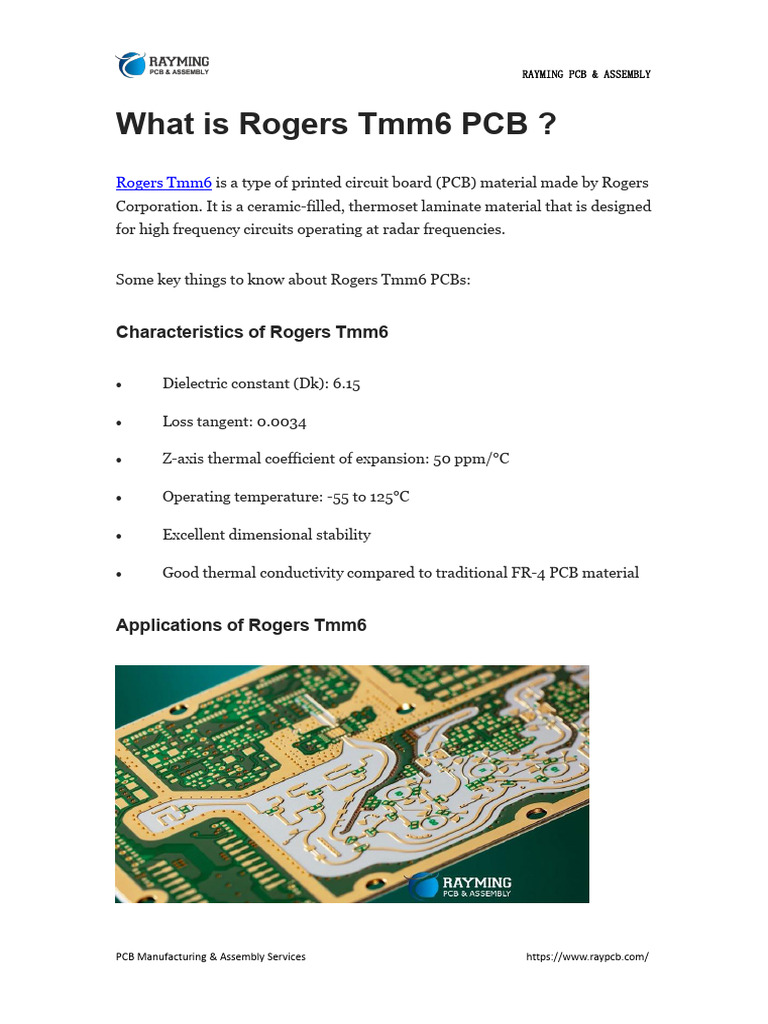 What is Rogers Tmm6 PCB | PDF | Printed Circuit Board | Electronic ...