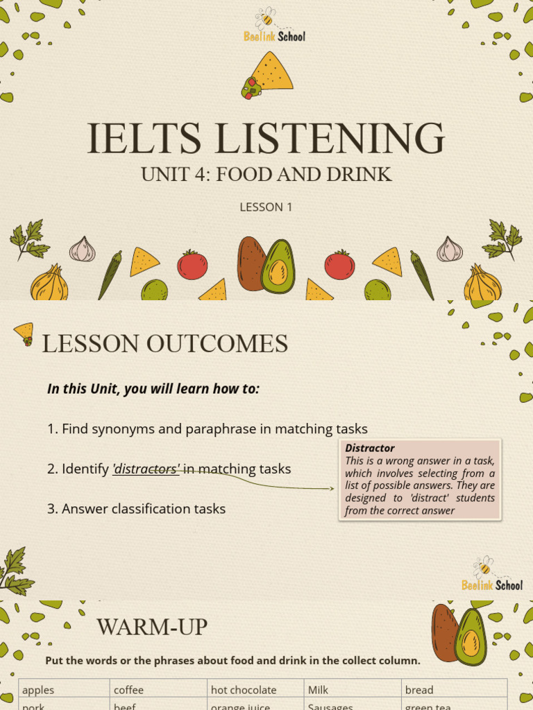 Unit 4 - Listening - Lesson 1 | PDF | Restaurants | Potato