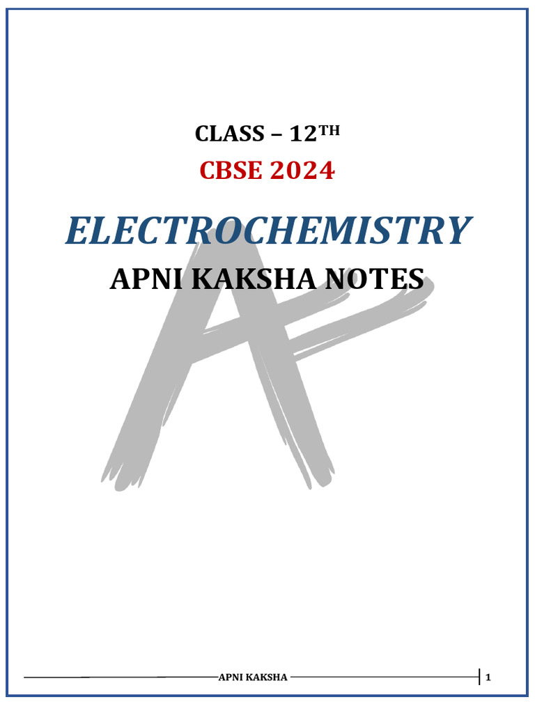 Class 12 NCERT Electrochemistry Notes | PDF | Electrochemistry | Redox