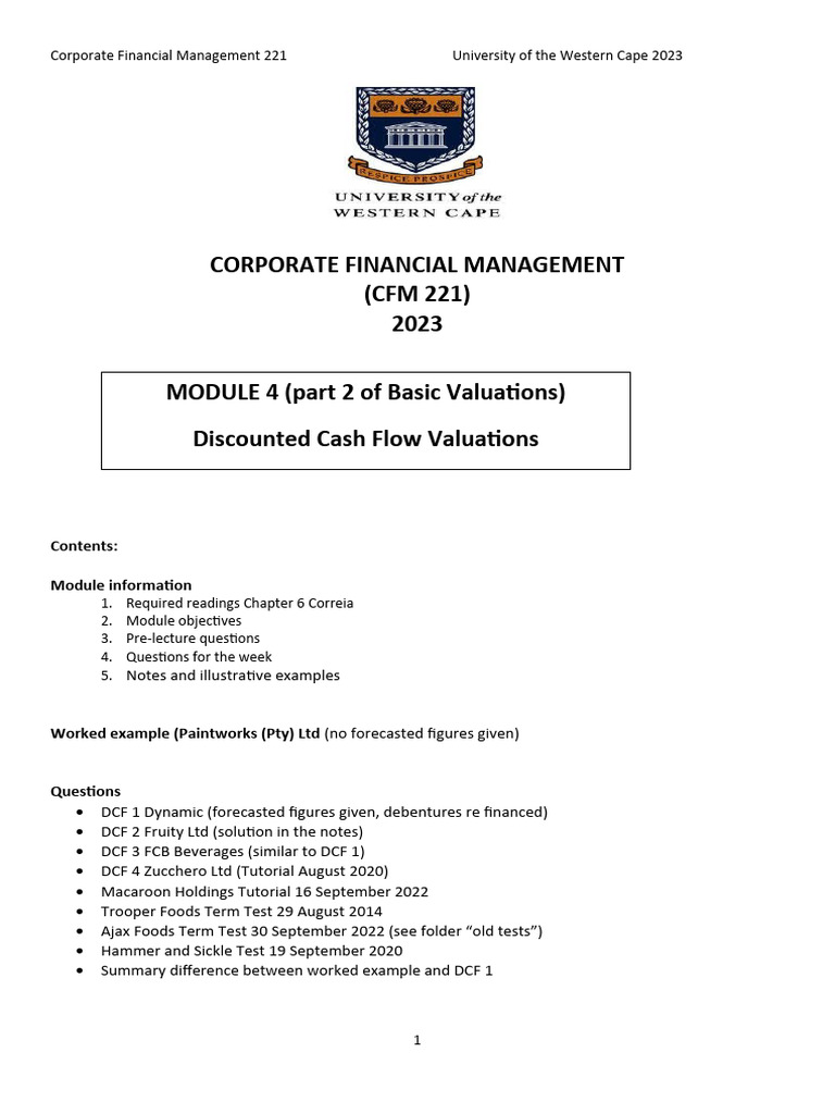 DCF Valuations Notes | PDF | Discounted Cash Flow | Valuation (Finance)