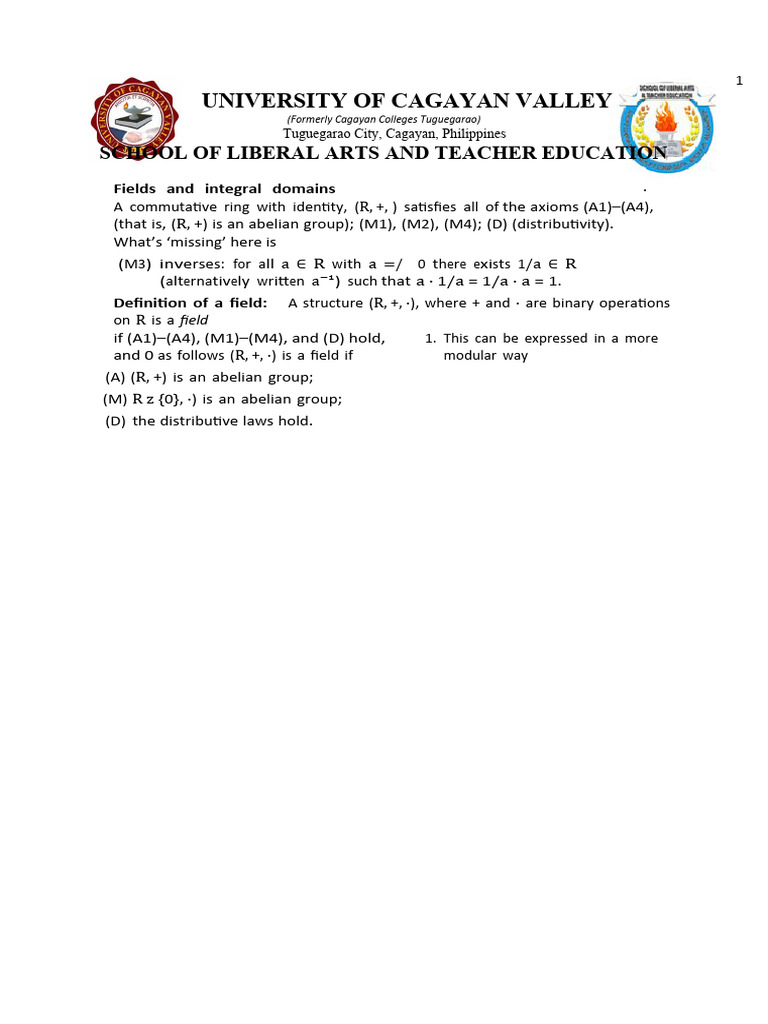 Understanding Fields and Integral Domains | PDF | Ring (Mathematics ...