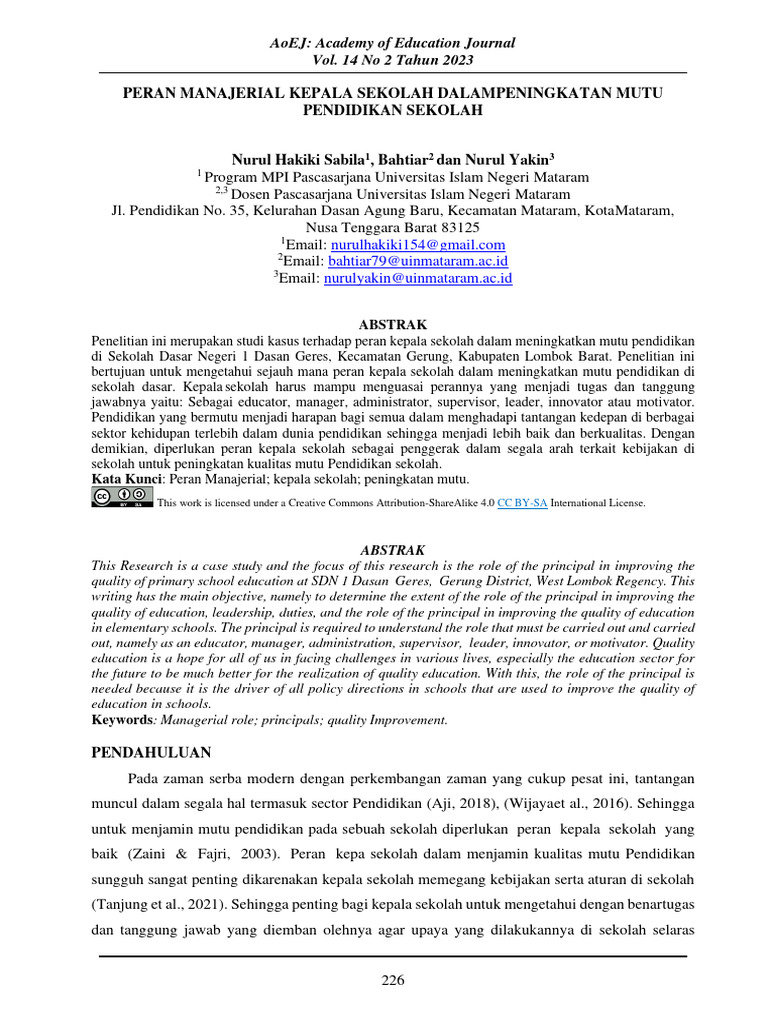 Peran Manajerial Kepala Sekolah Dalam Peningkatan | PDF | Kesehatan ...