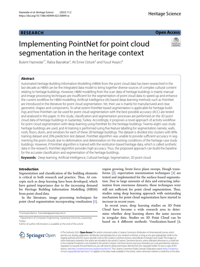 Implementing Pointnet For Point Cloud Segmentation in The Heritage Context | Download Free PDF ...