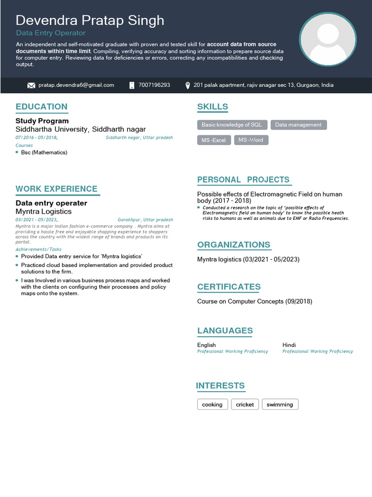 Devendra Resume | PDF | Data | Computing