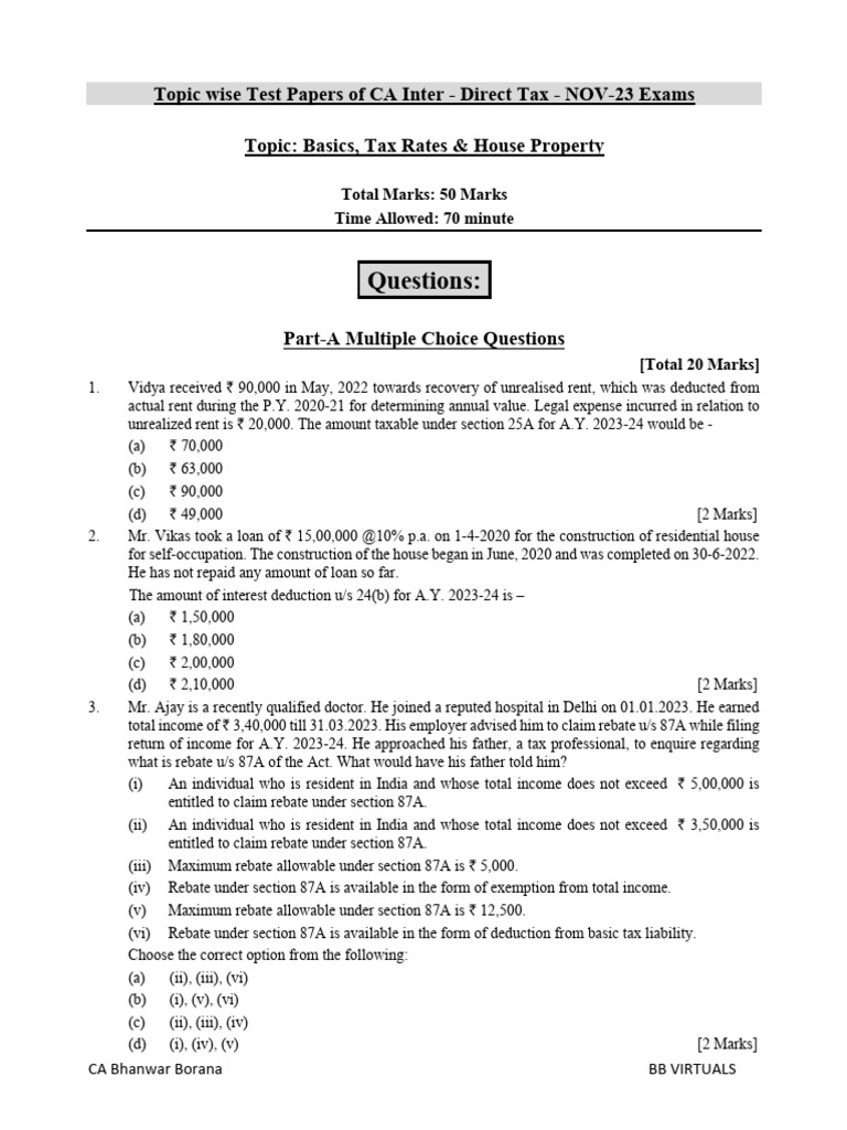 Basics & House Property - Paper | PDF | Taxes | Loans