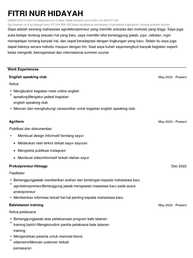 Fitri Nur Hidayah-Resume | PDF