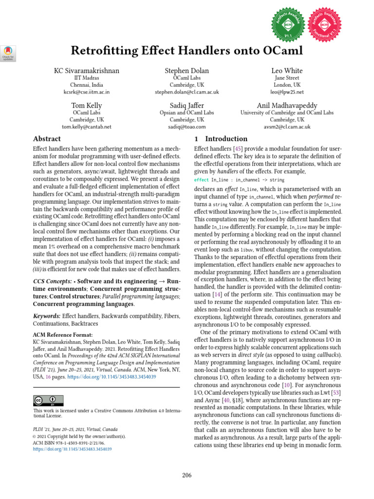 Retrofitting Effect Handlers Ocaml | PDF | Scheduling (Computing ... Retrofitting Effect Handlers Ocaml | PDF | Scheduling (Computing ...
