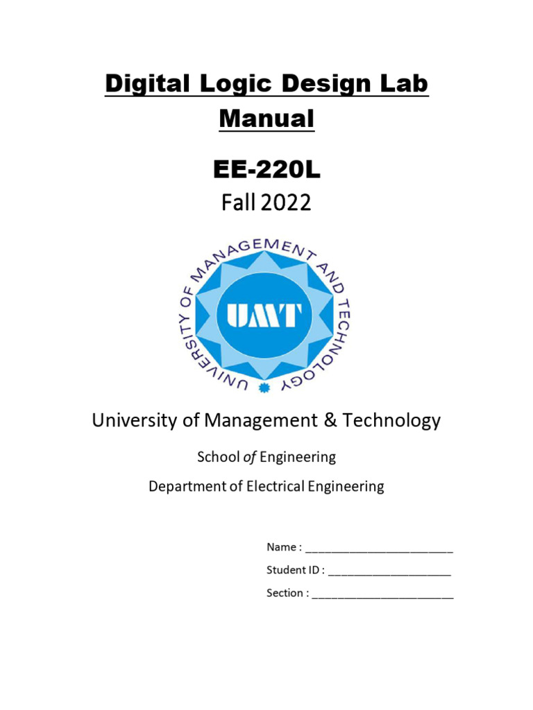 EE220L DLD Lab Manual Fall 2022 | PDF | Logic Gate | Subtraction