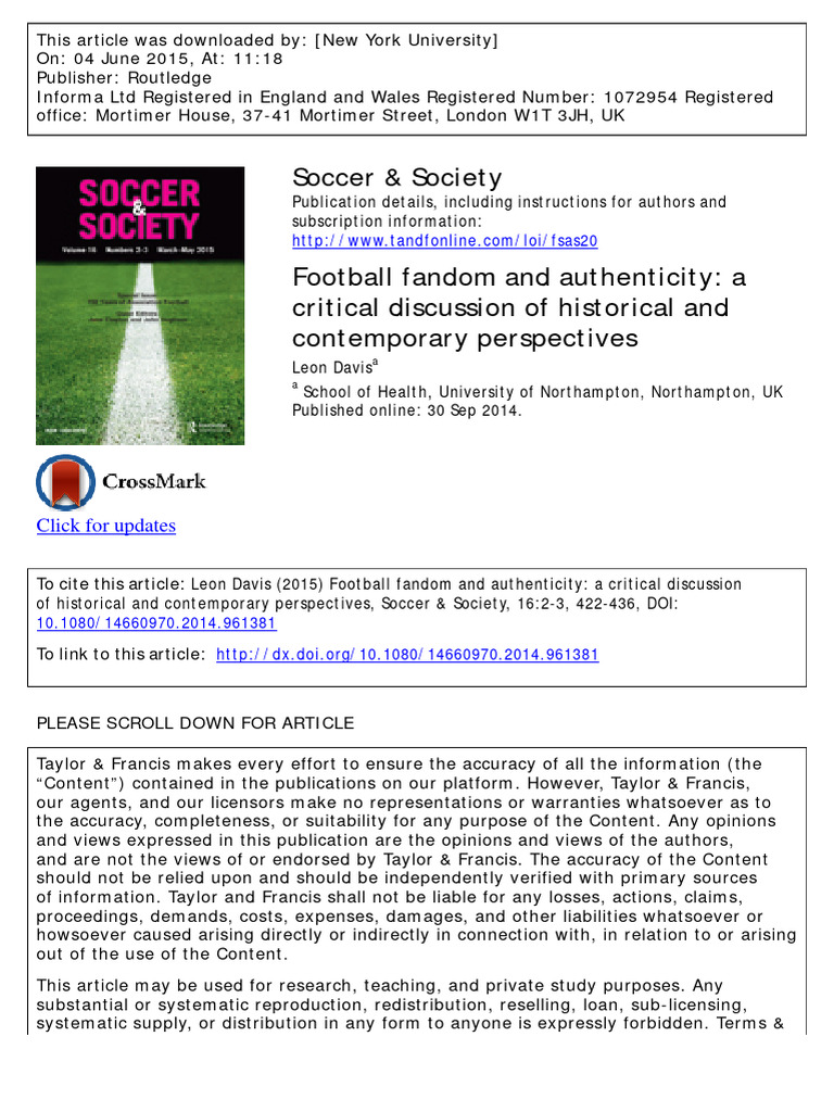 Football Fandom and Authenticity Explored | PDF | Authenticity ...
