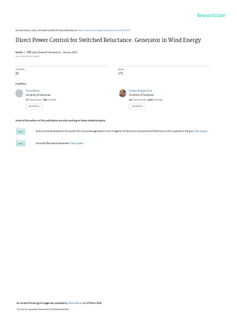 ...Direct Power Control for Switched Reluctance. Generator in Wind ...