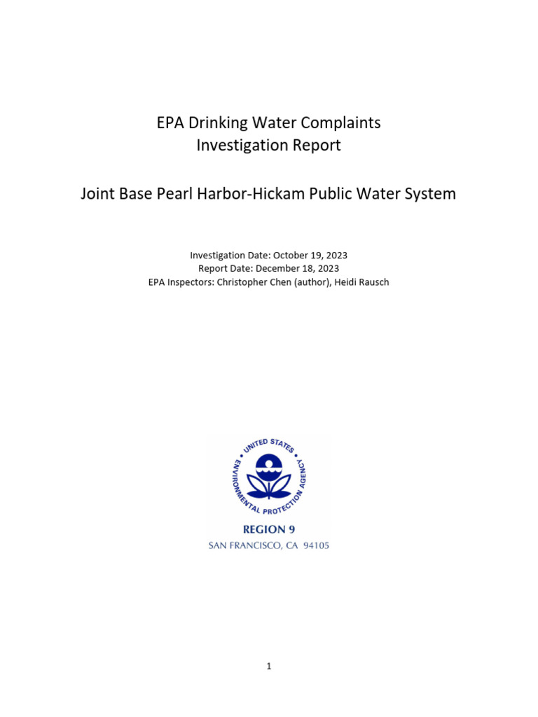 EPA Investigation: Joint Base Water Issues | PDF | Drinking Water ...