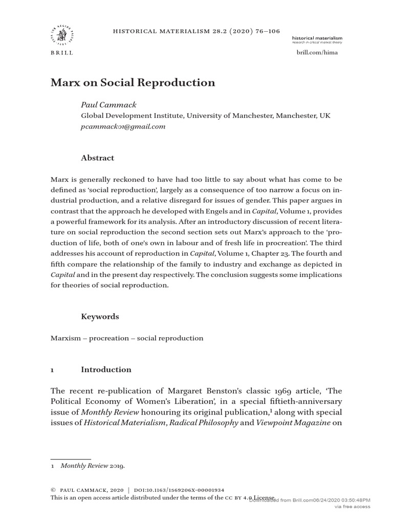 Marx On Social Reproduction | PDF