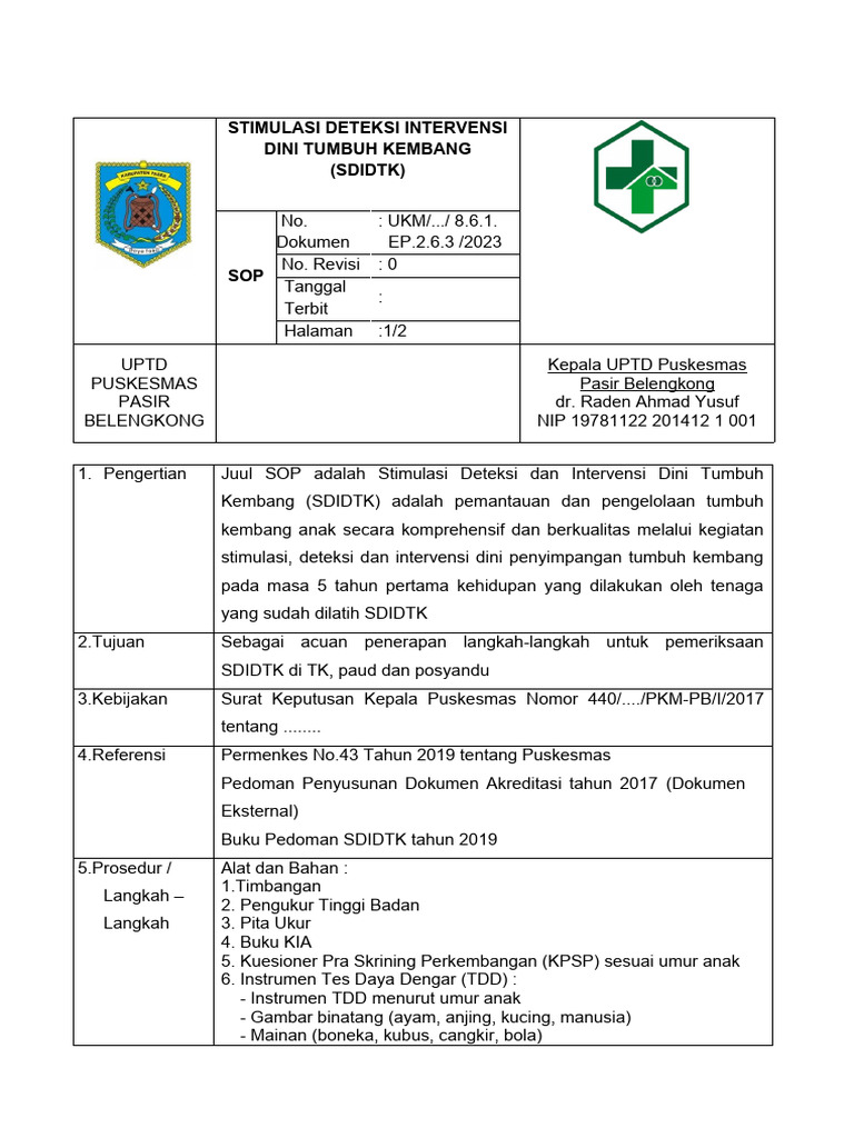 Sop SDIDTK Meiti 2023 | PDF