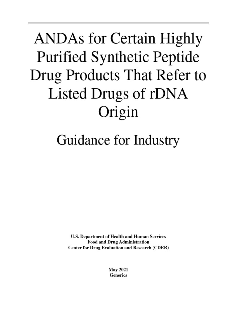 Andas For Certain Highly Purified Synthetic Peptide Drug Products That ...