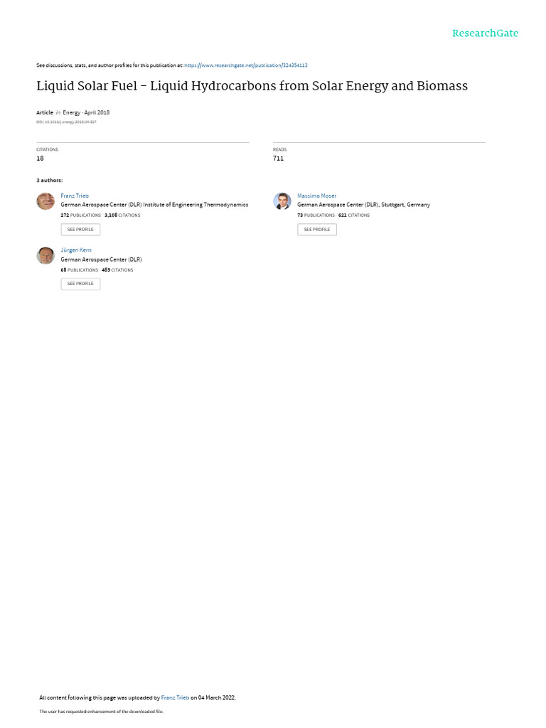 Liquid Solar Fuel - Liquid HCs From Solar Energy & Biomass (Trieb ...