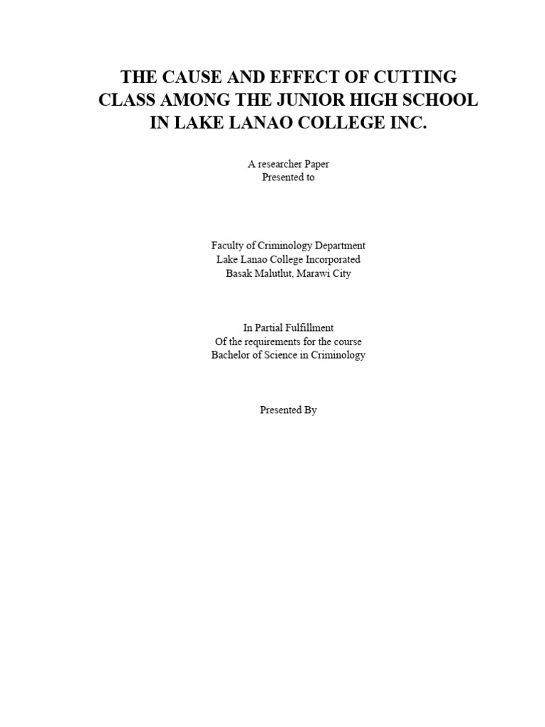 Causes of Class Cutting at LL College | PDF | Cognitive Science ...
