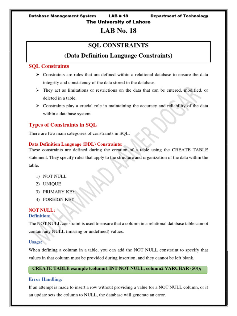 DBMS Lab 18 SQL Constraints Combine | PDF | Relational Database ... DBMS Lab 18 SQL Constraints Combine | PDF | Relational Database ...