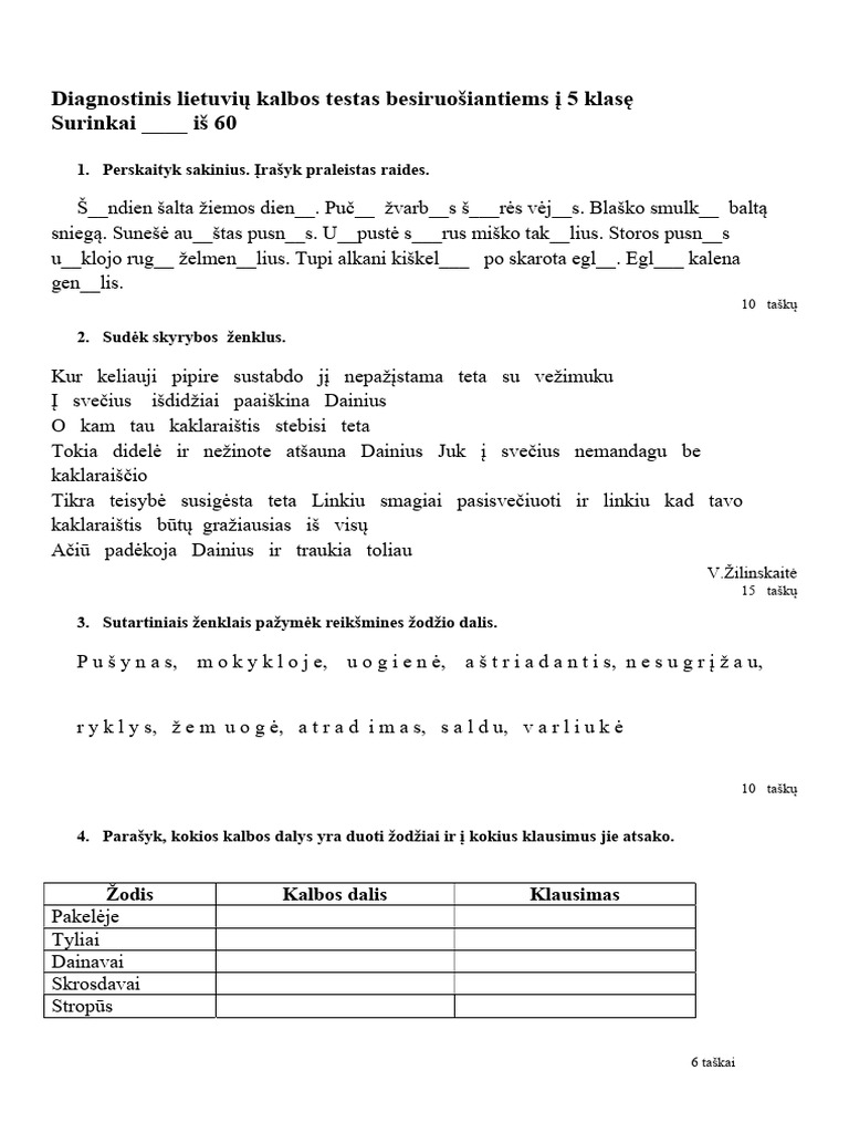 Kalbos Užduotys | PDF