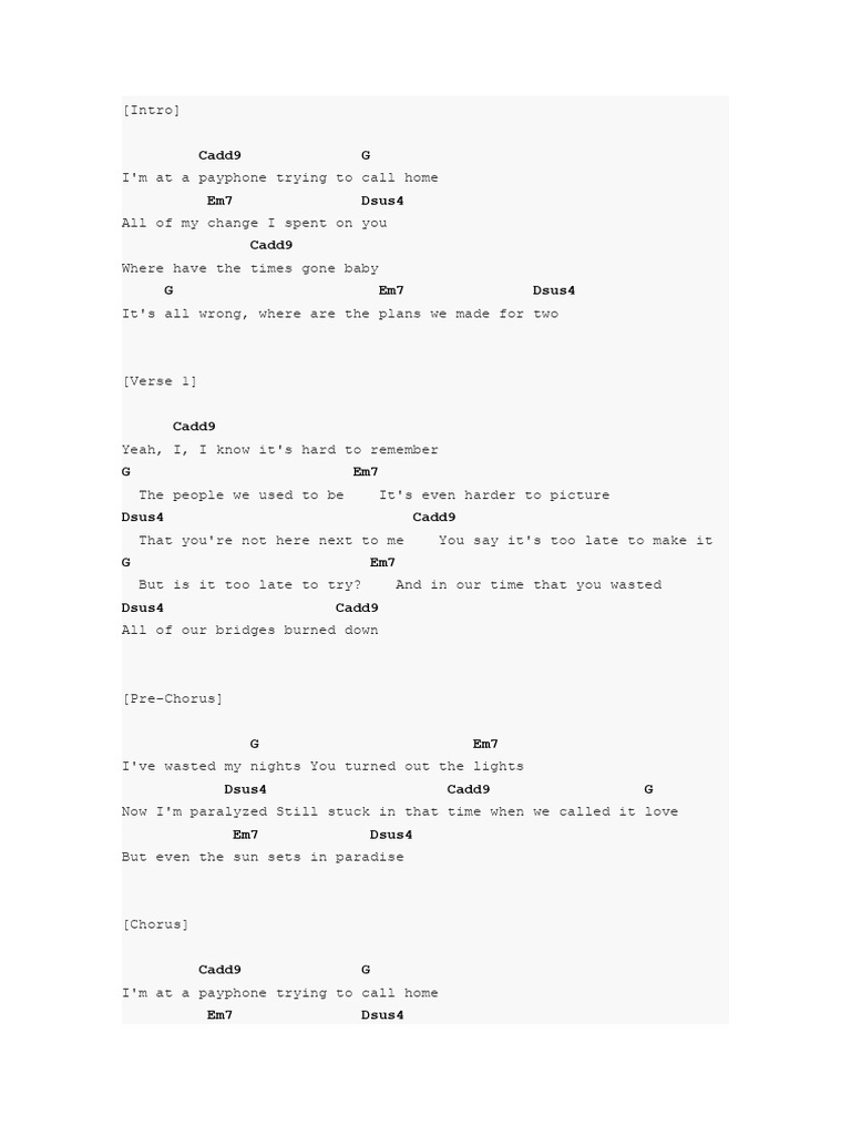 Payphone - in G | PDF