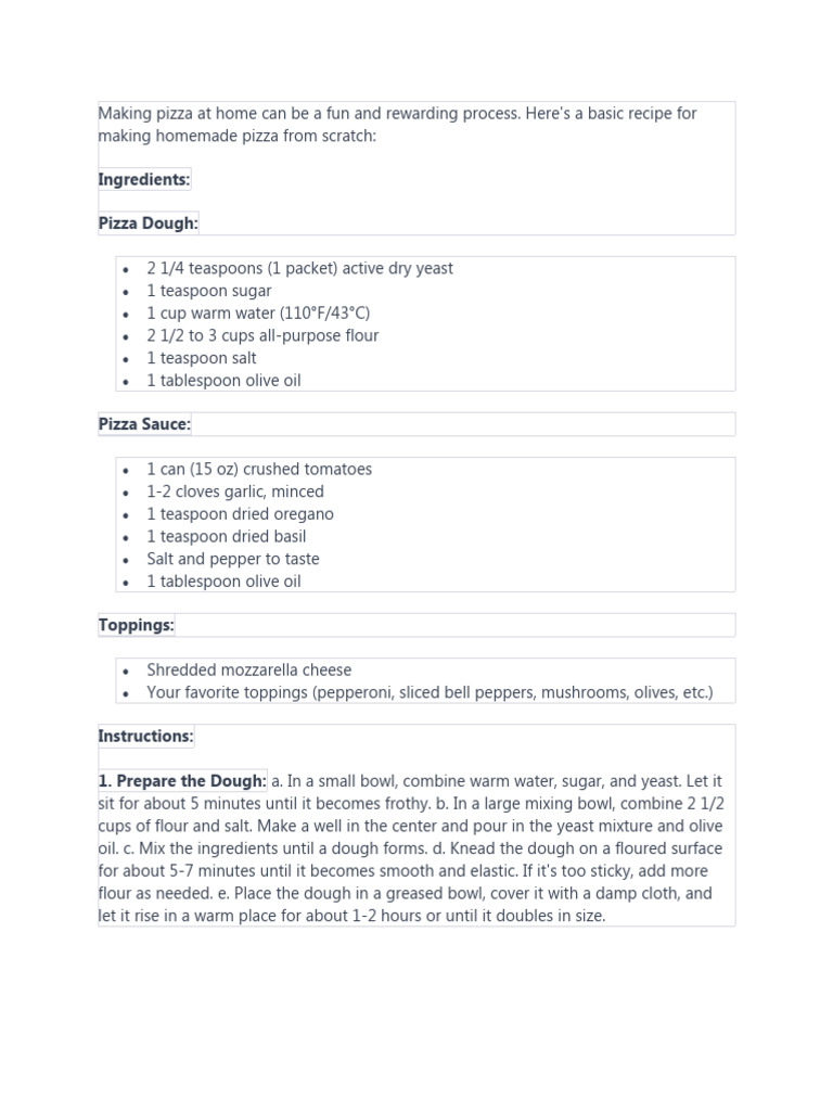 Making Pizza at Home Can Be A Fun and Rewarding Process | PDF