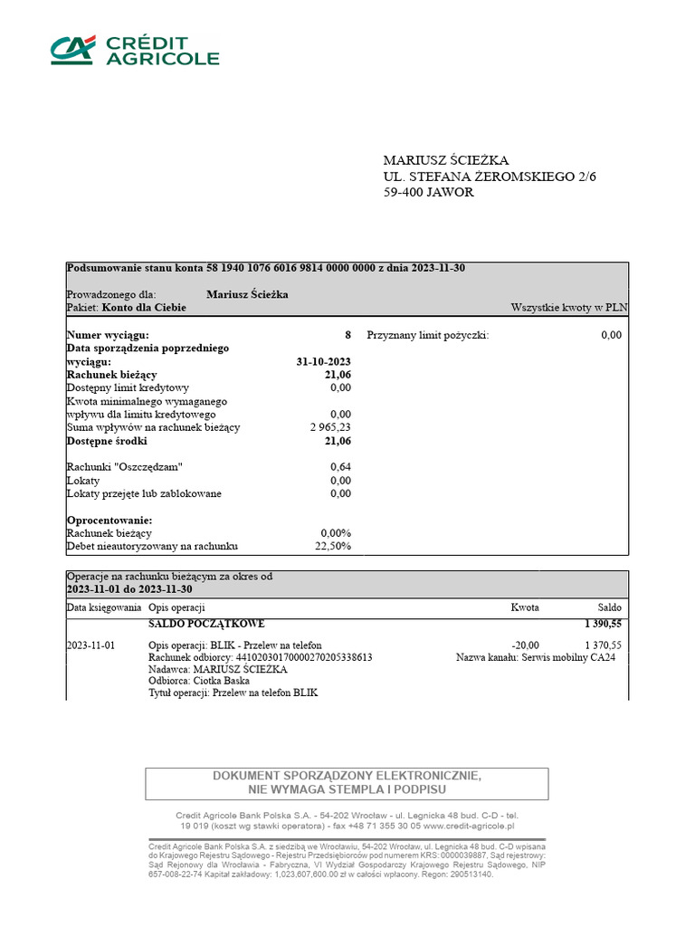 WyciagRachunku 22122023 021849 | PDF